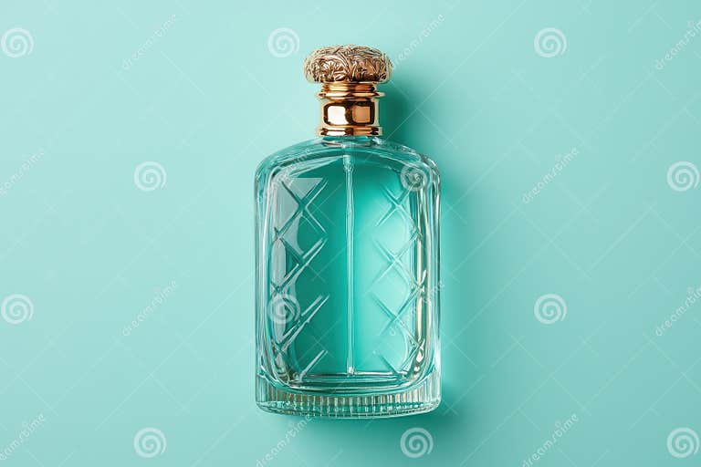 Luxury Perfume Bottle on a Teal Background Stock Illustration ...