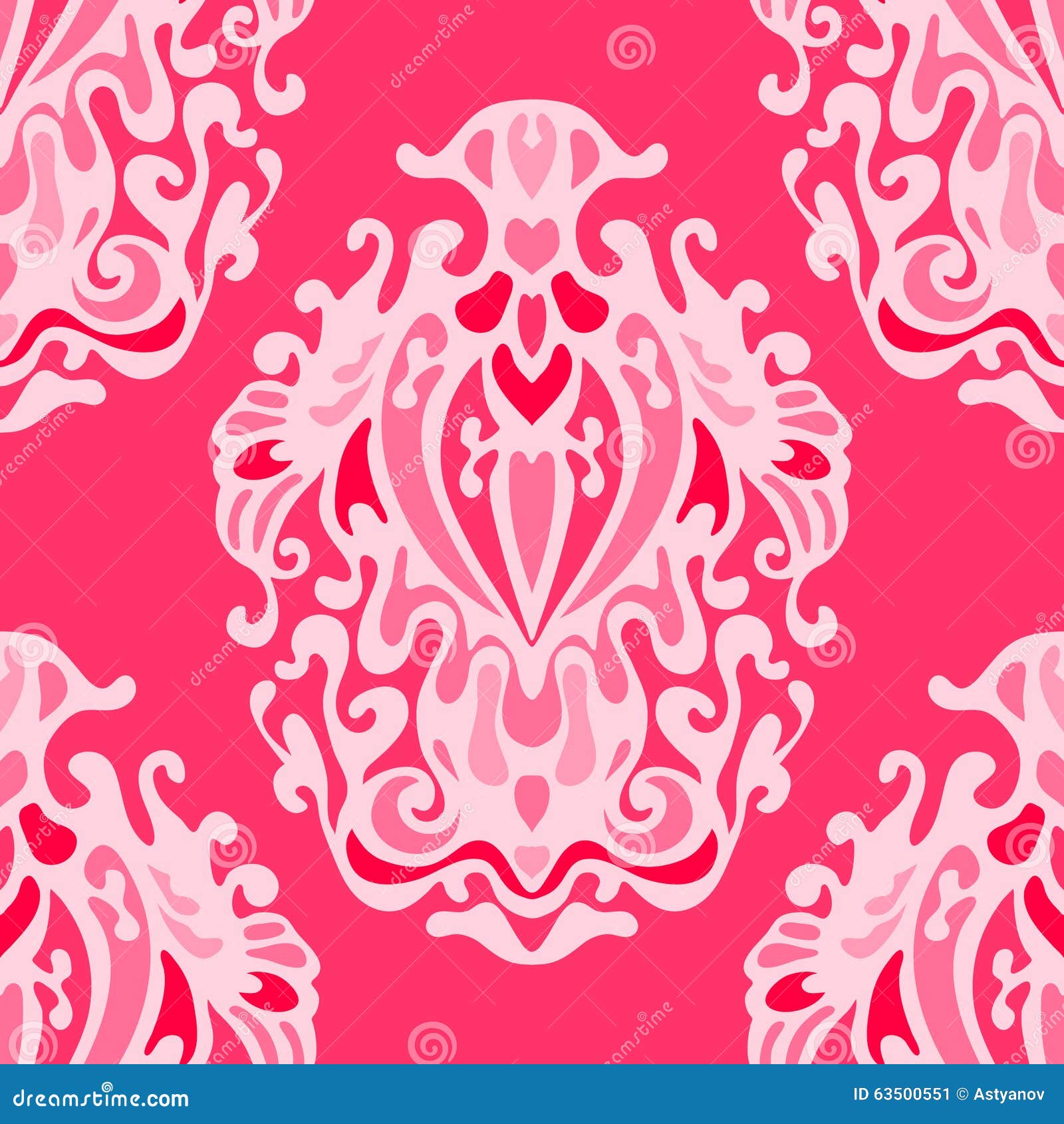 Luxury Pink Damask Seamless Pattern Stock Vector - Illustration of ...