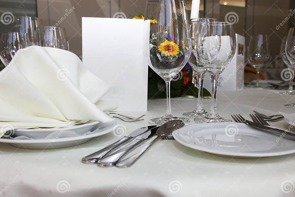 Luxury Place Setting with a Menu Card Stock Photo - Image of decorative ...