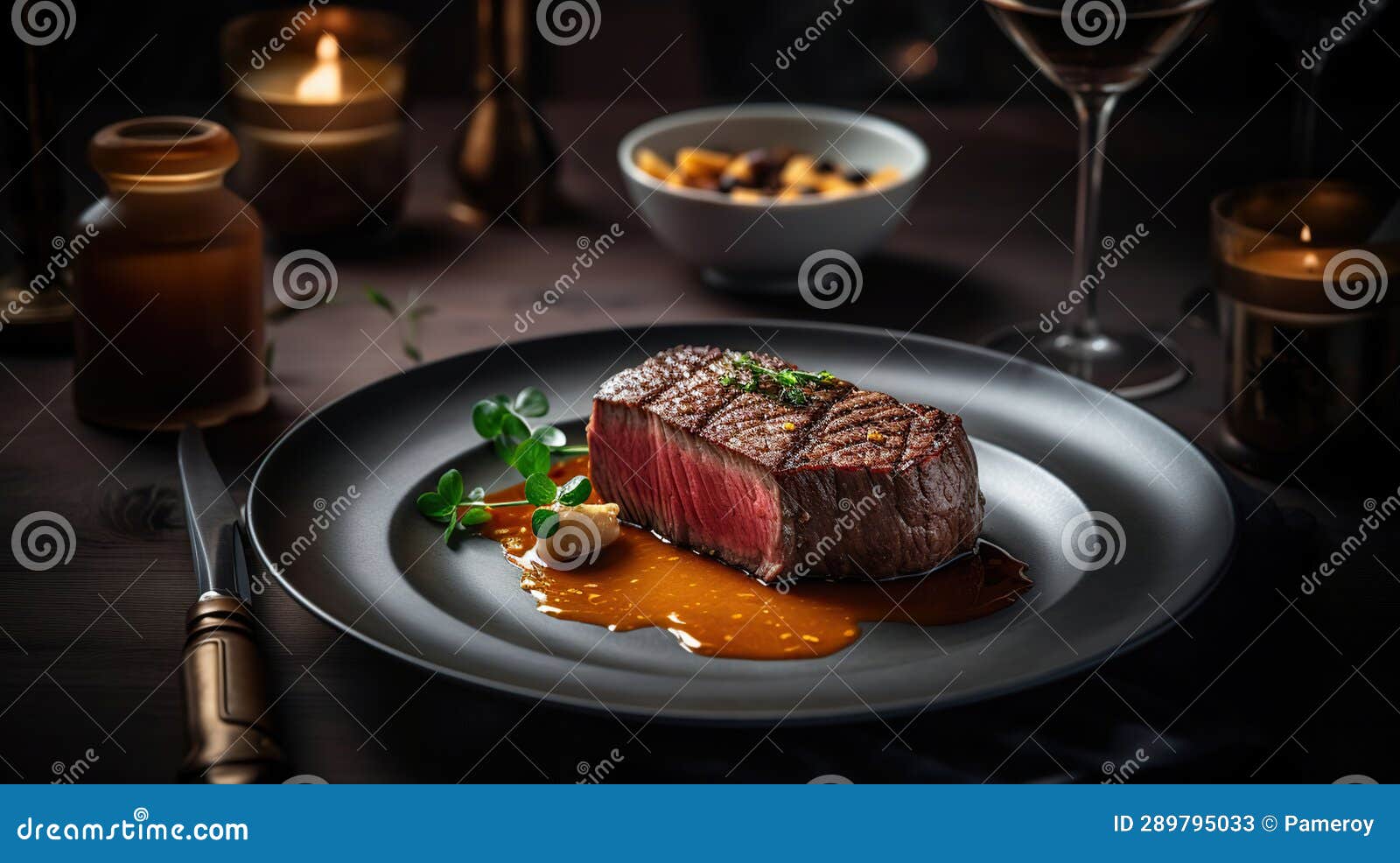 Luxury on a Platter. Enjoying an Expensive Steak in Style Stock ...