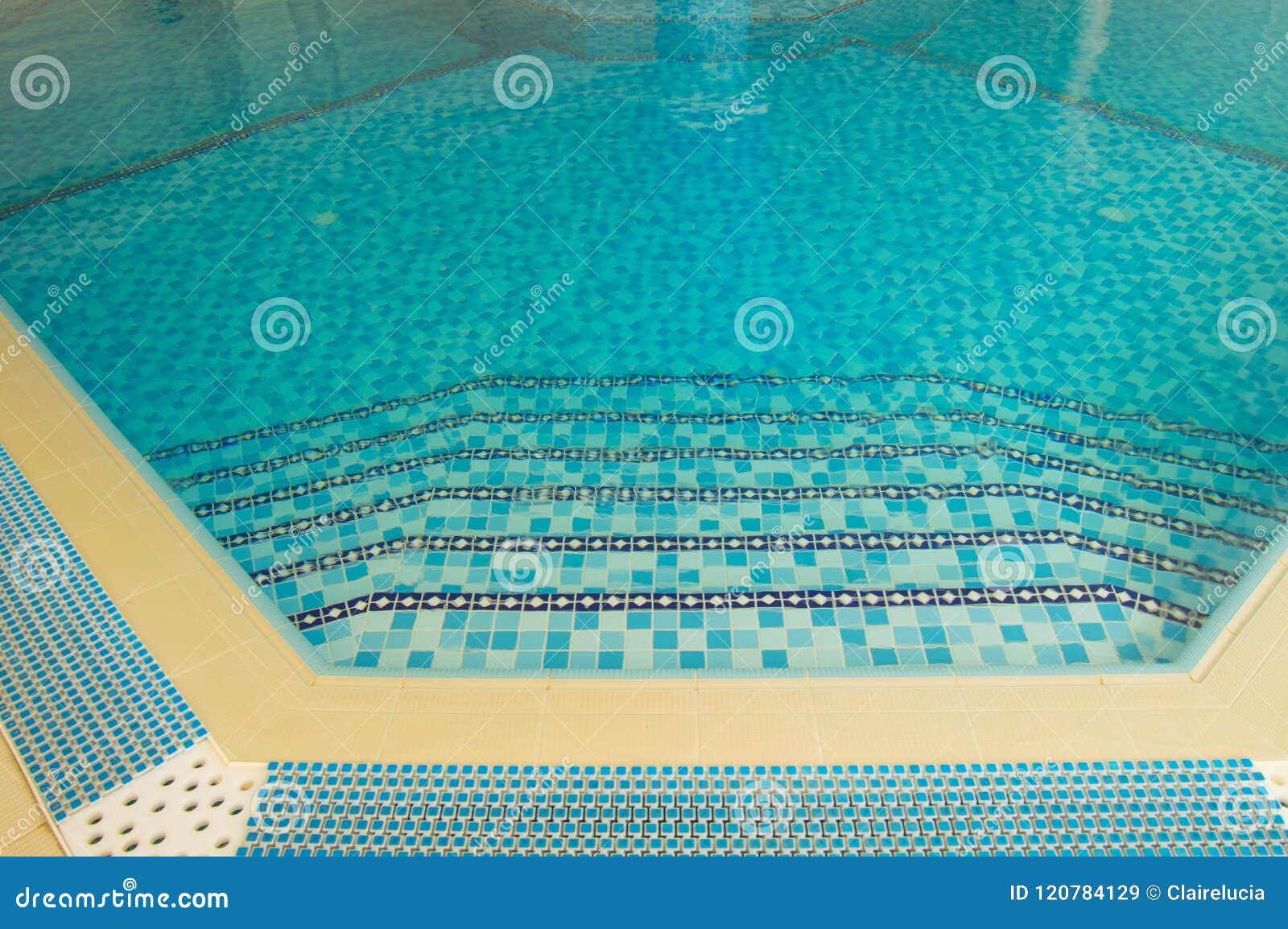 Luxury Pool with Steps Down To the Water Stock Image - Image of frame ...