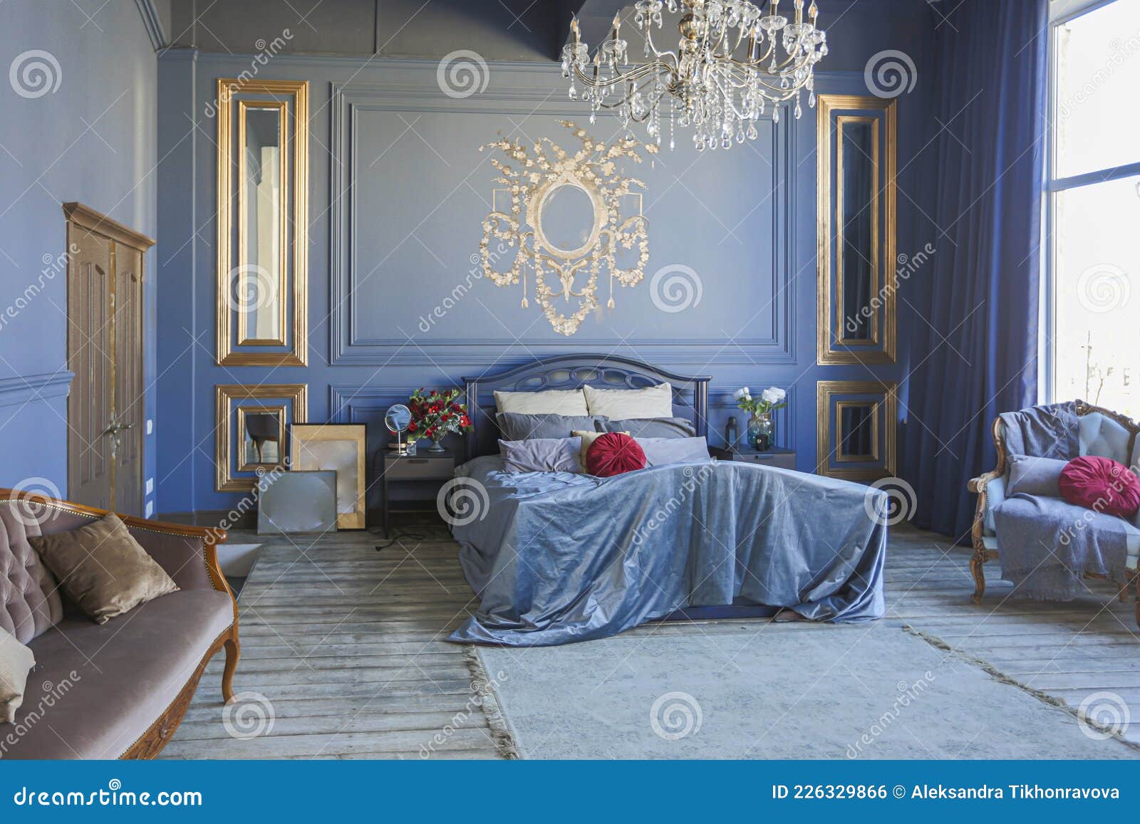 Luxury Posh Bed Room Interior in Stock Photo - Image of chic ...