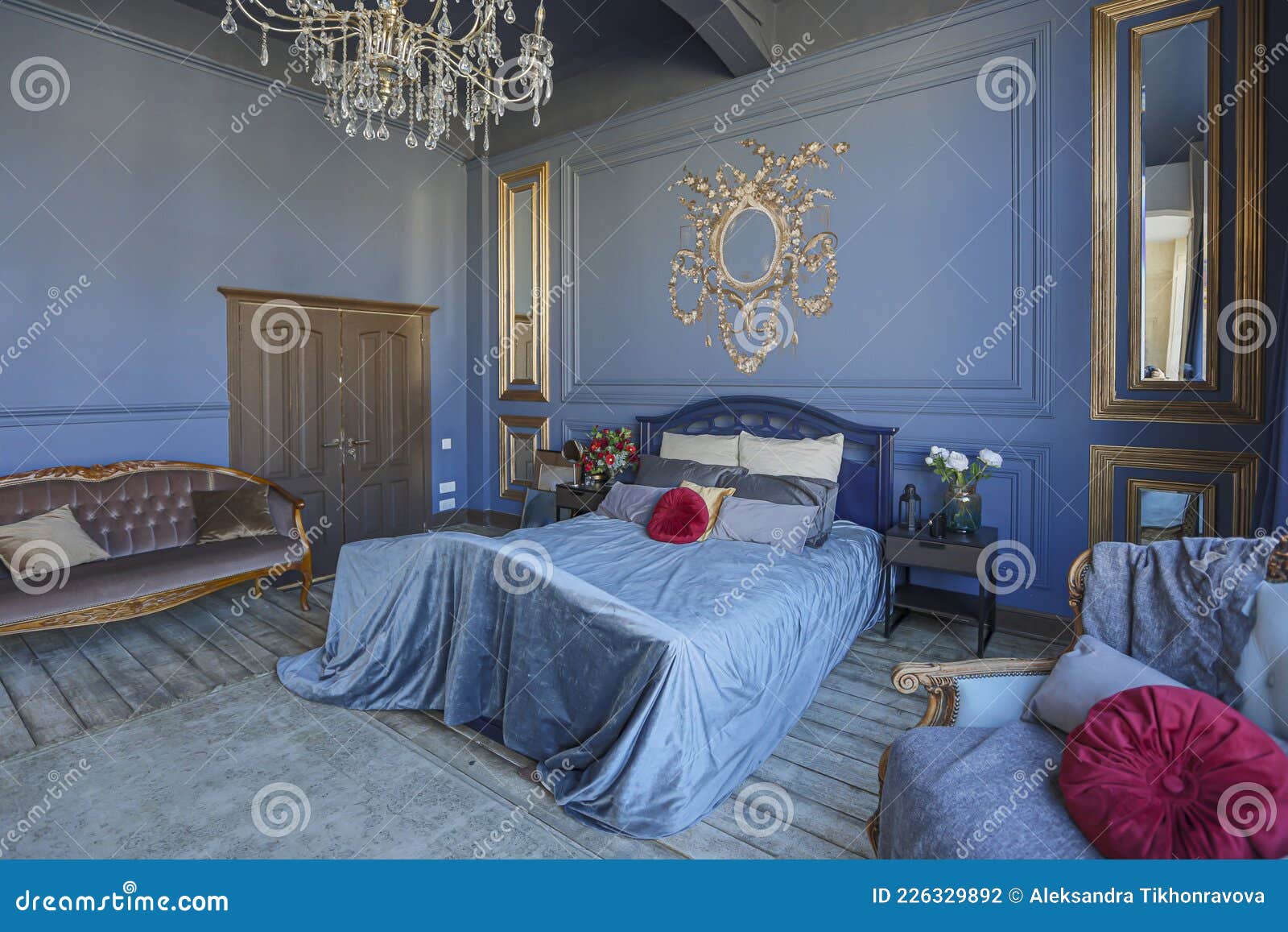 Luxury Posh Bed Room Interior in Stock Photo - Image of heritage ...