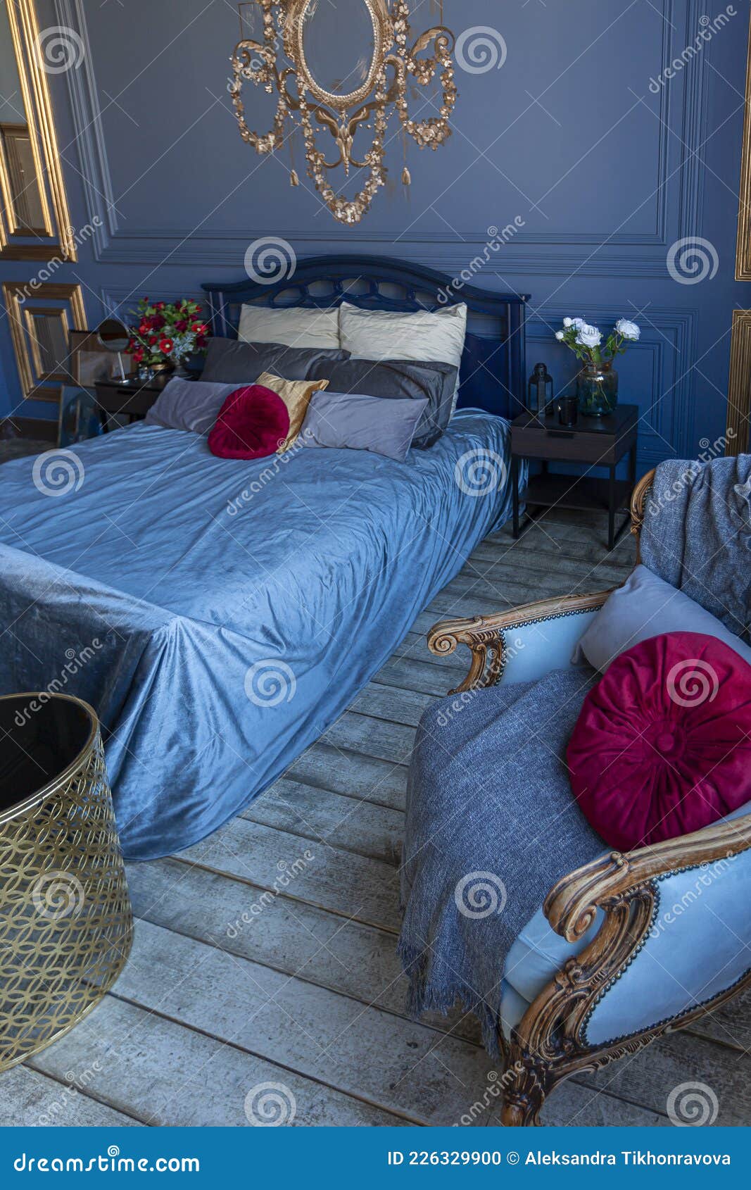 Luxury Posh Bed Room Interior in Stock Photo - Image of ceiling ...