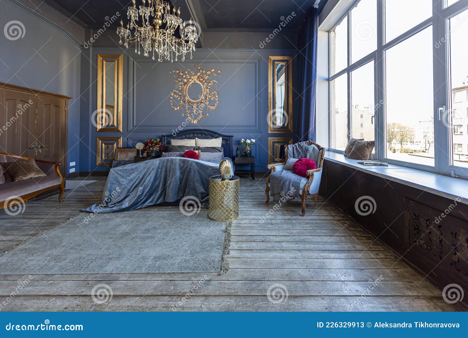 Luxury Posh Bed Room Interior in Stock Image - Image of chic, indoors ...