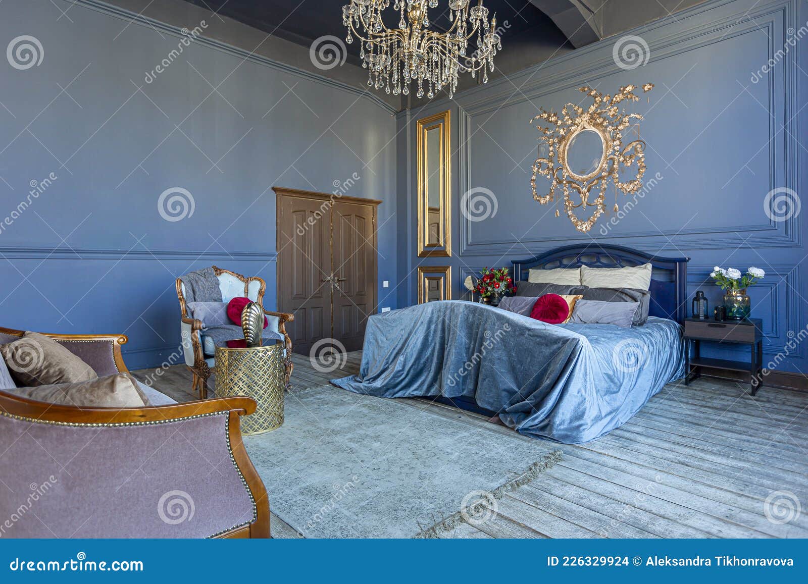 Luxury Posh Bed Room Interior in Stock Photo - Image of architecture ...