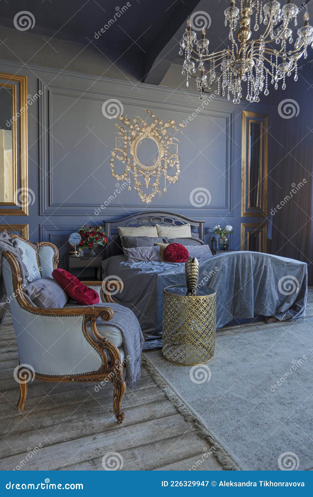 Luxury Posh Bed Room Interior in Stock Image - Image of decorative ...