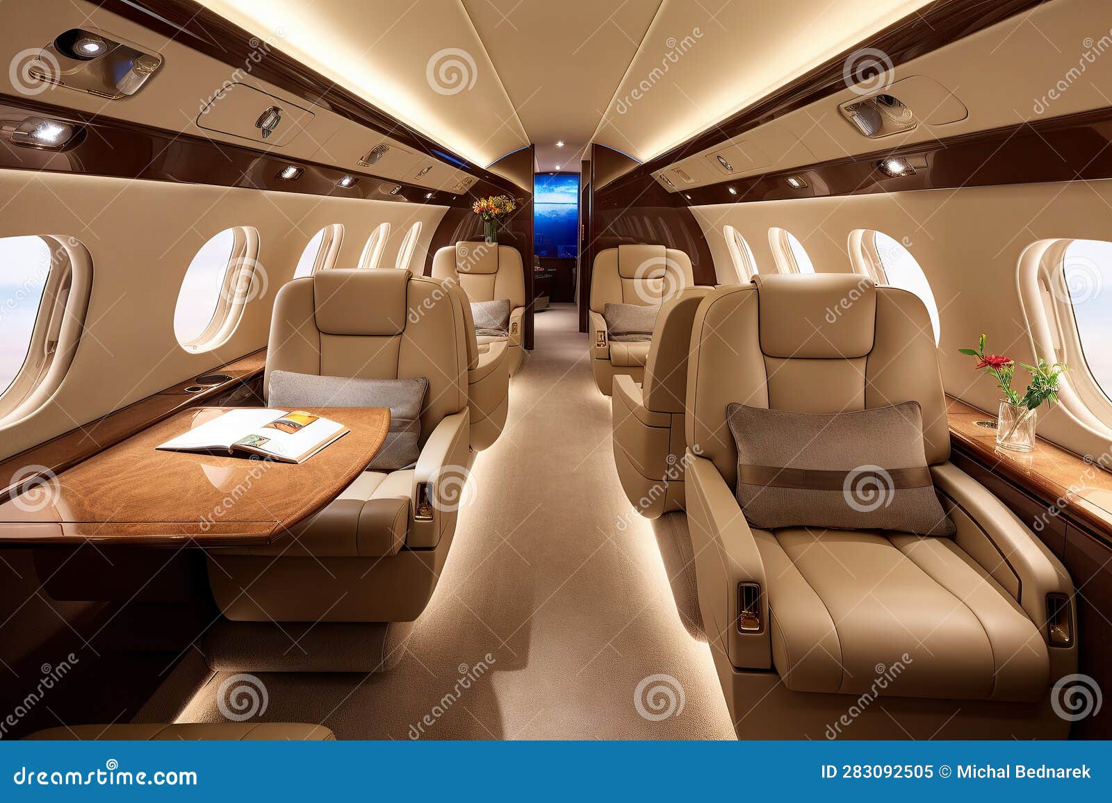 Luxury Private Jet Interior, Exploring Opulent Seating, Exquisite Wood ...