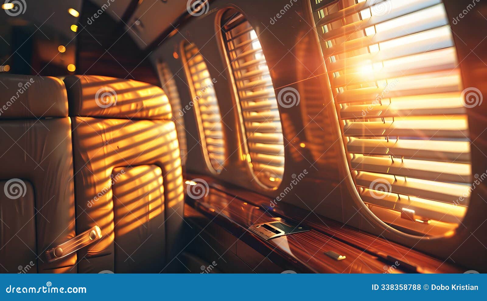 Luxury Private Jet Interior Sunset Warm Light Comfort Stock ...