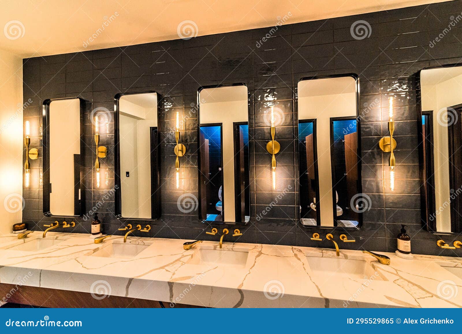 Luxury Public Empty Bathroom Restroom in Modern Office Building Stock ...