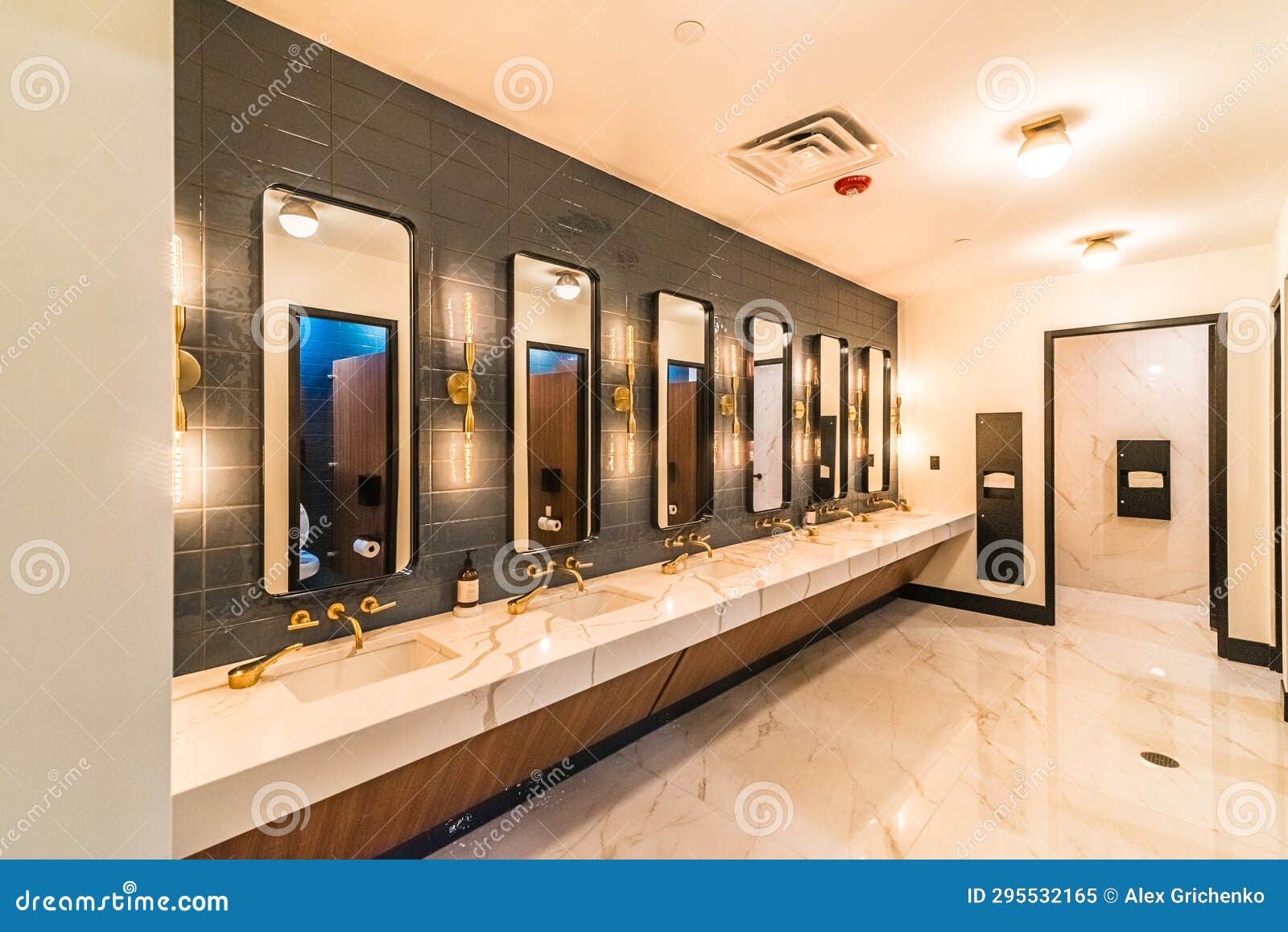 Luxury Public Empty Bathroom Restroom in Modern Office Building Stock ...