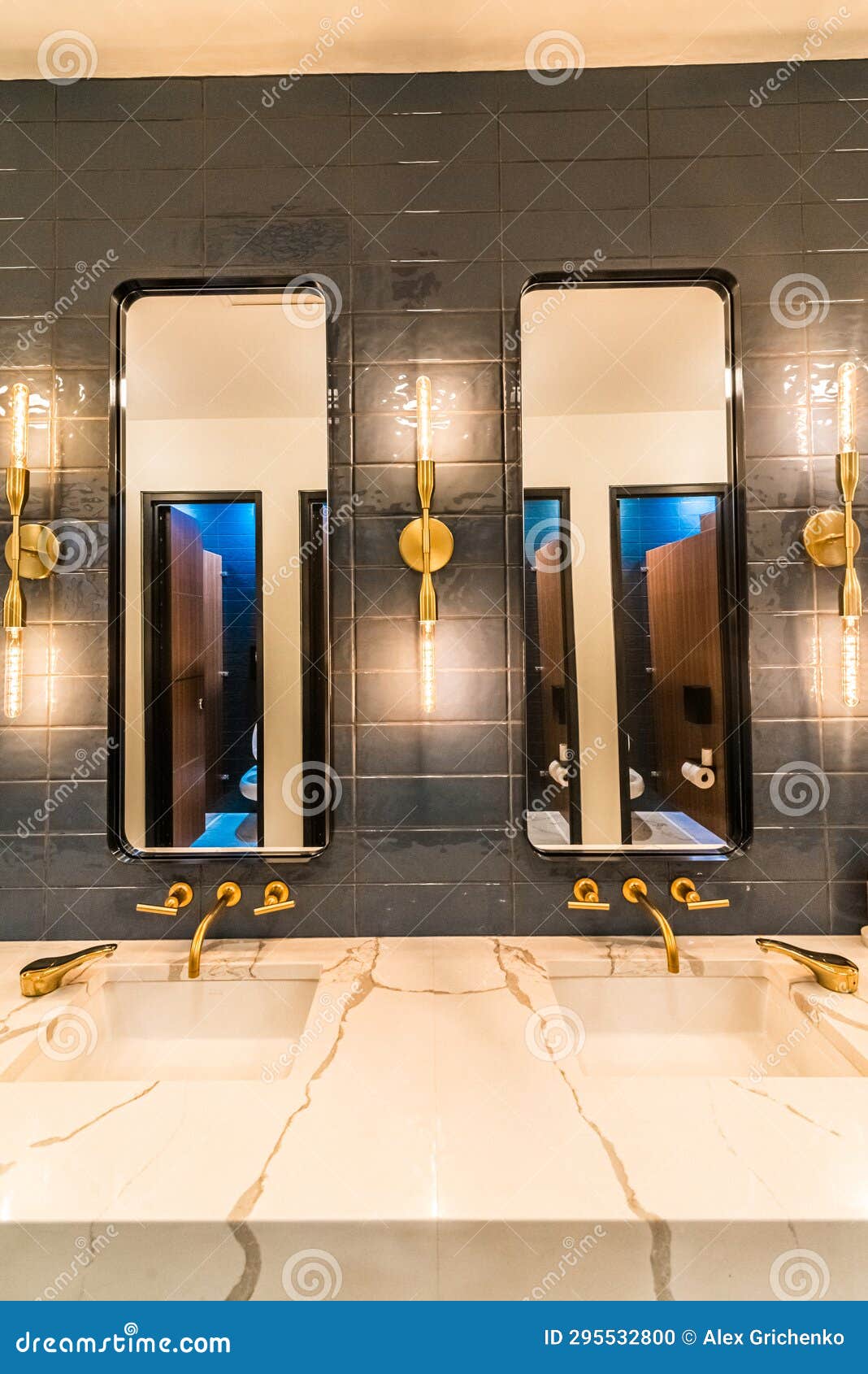 Luxury Public Empty Bathroom Restroom in Modern Office Building Stock ...