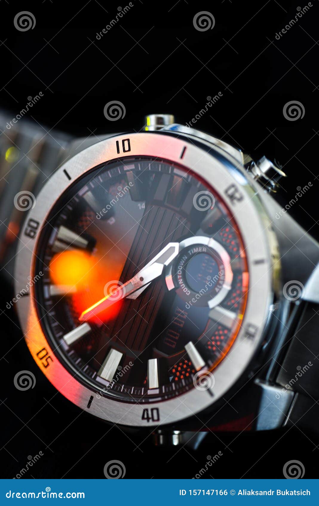Luxury Quartz Watch with Analog Hands and a Digital Display and a Solar ...