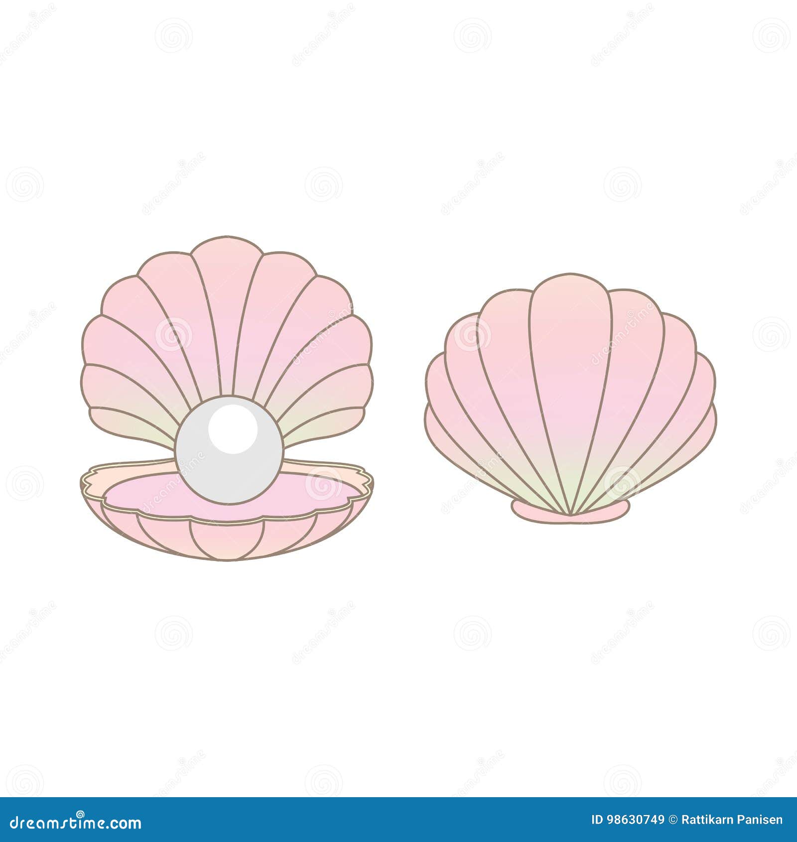 Luxury Rainbow Pearl in a Clamshell Illustration Isolated Stock ...