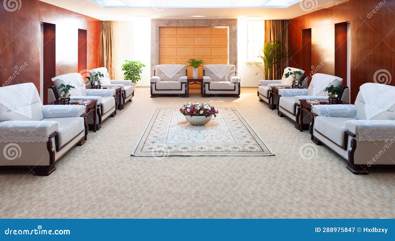 Reception Room in a Hotel in China Stock Image - Image of brown, area ...
