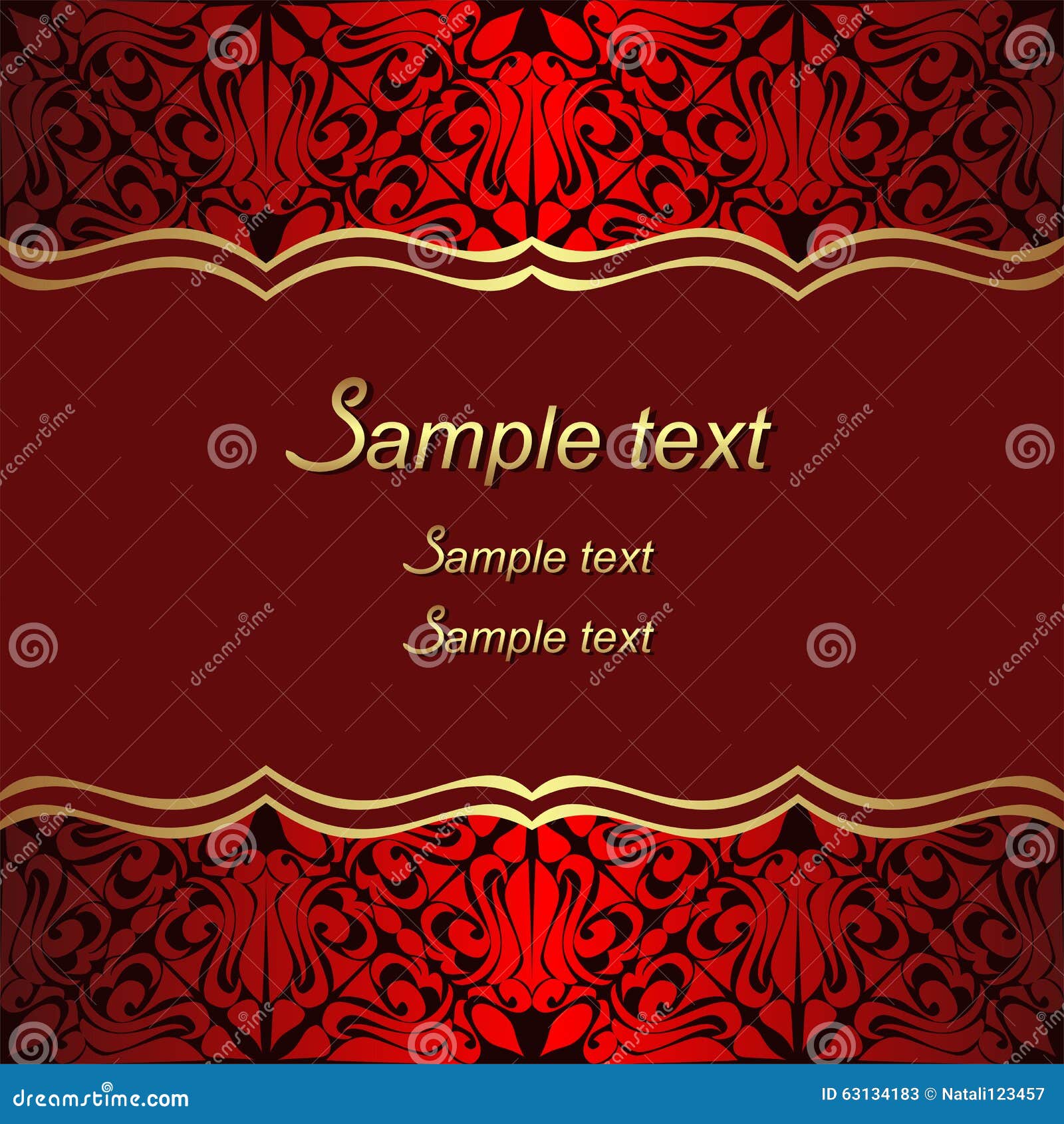 Luxury Red Background with Ornate Borders for Invite Design. Stock ...
