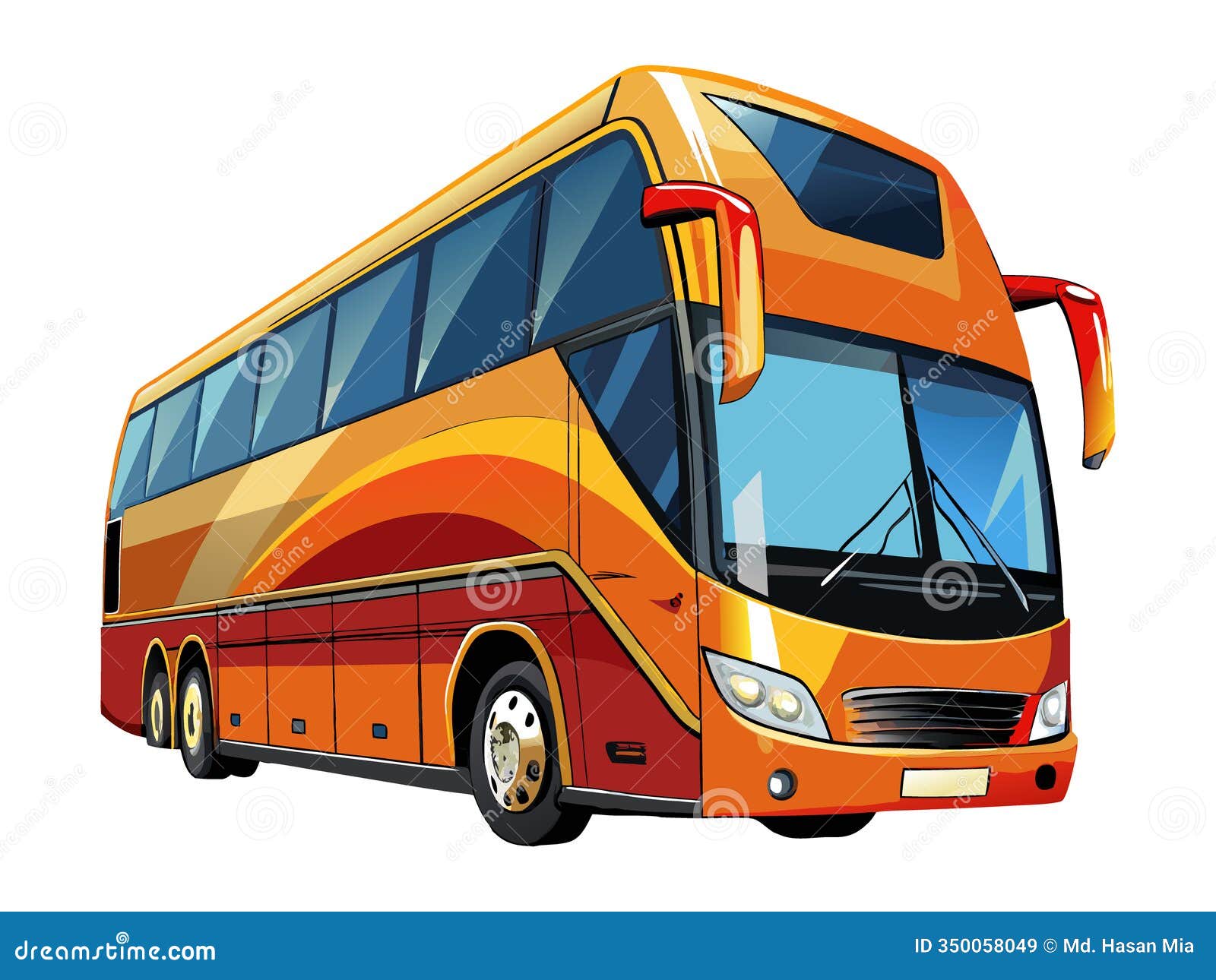 Luxury Red Bus 3d Vector Sticker Design Stock Vector - Illustration of ...