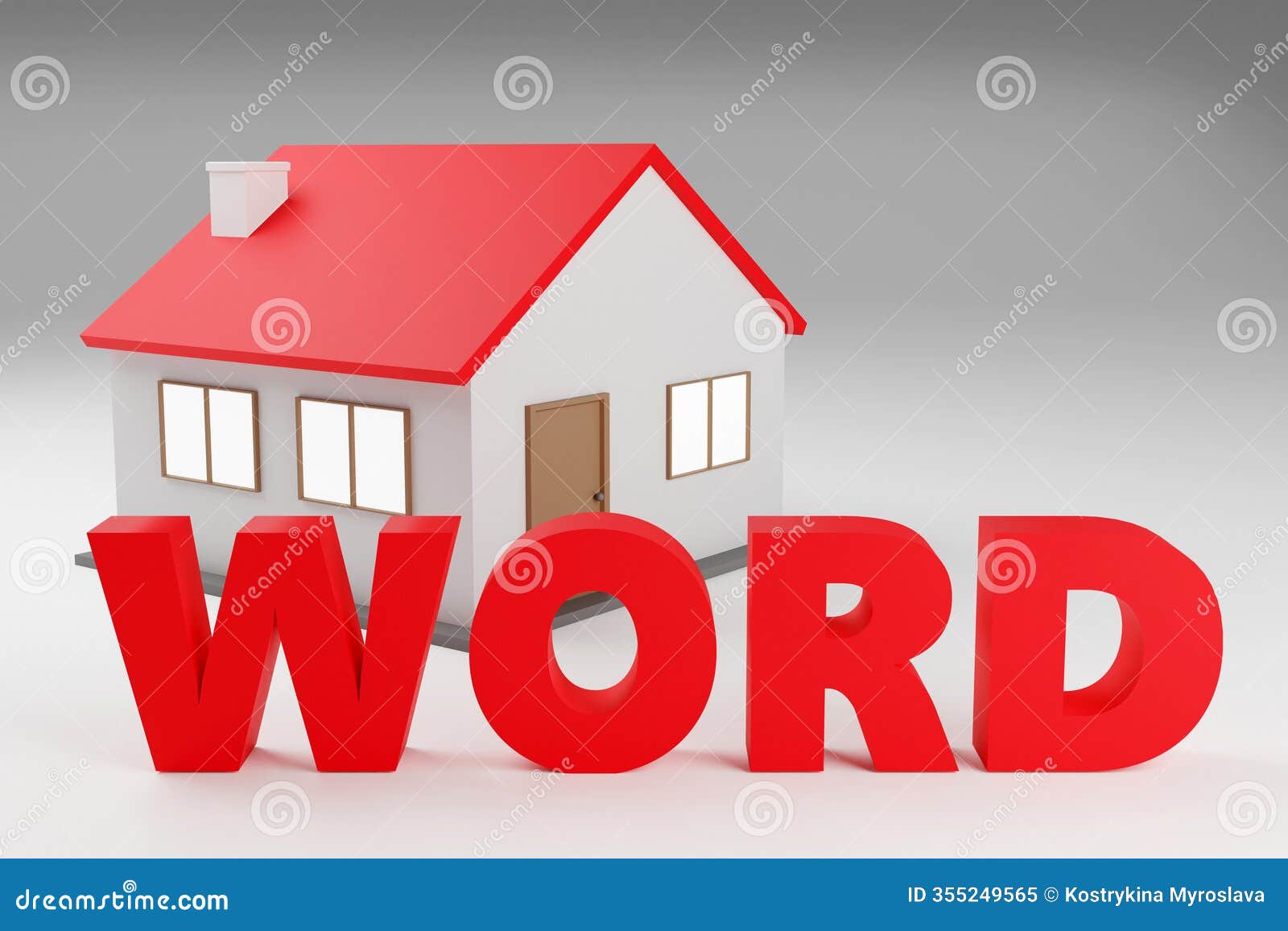 Luxury Red Inscription Word with Houses, Soft Light, Smooth Background ...