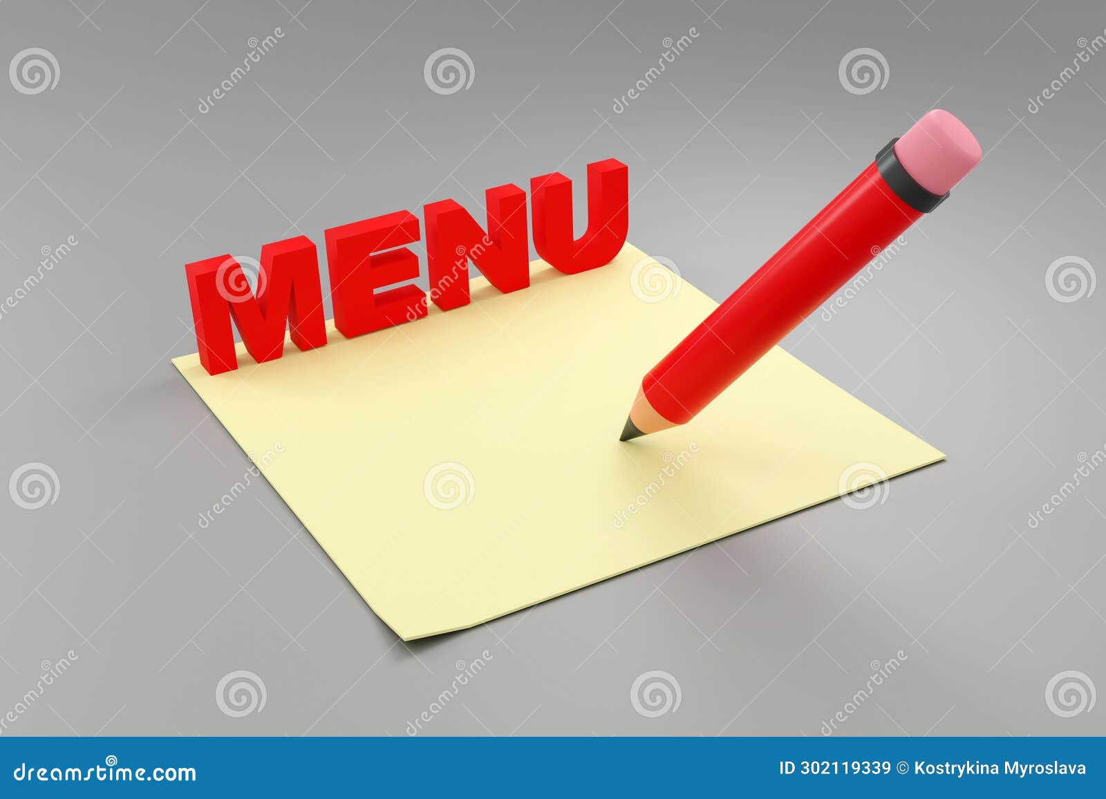 Luxury Red Inscription Menu on Grey Podium, Soft Light, Smooth ...