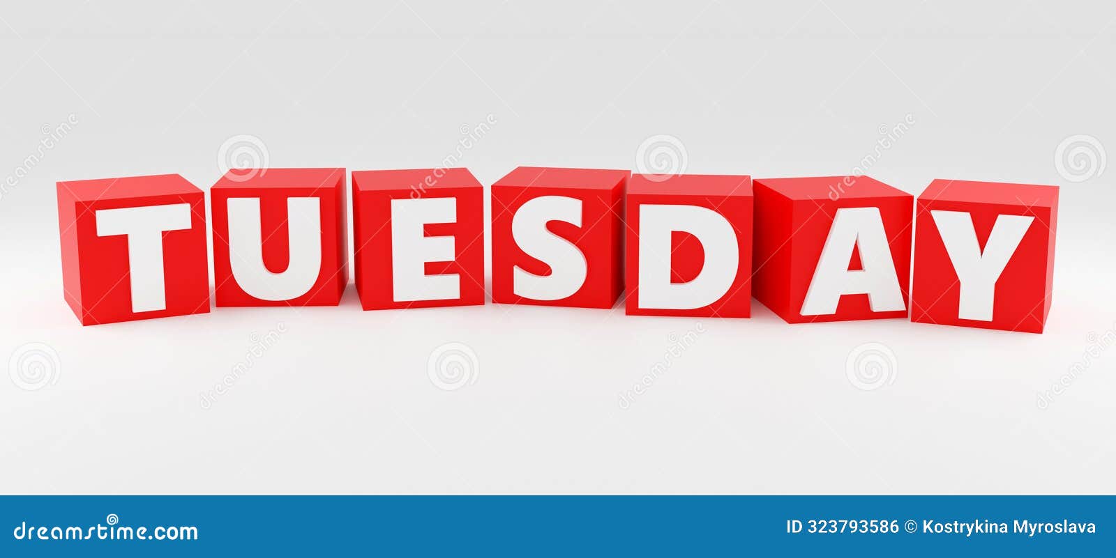 Luxury Red Inscription Tuesday on Grey Podium, Soft Light, Front View ...