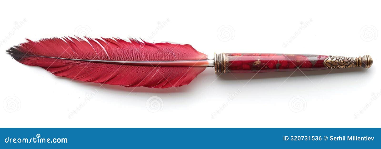 Luxury Red Quill Pen Isolated on White Background Stock Photo - Image ...