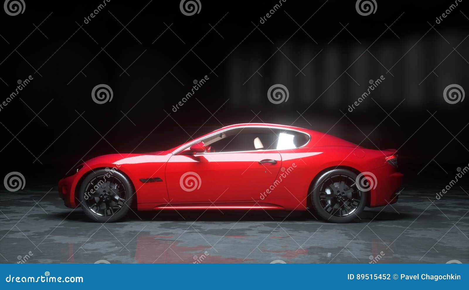 Luxury Red Sport Car . Realistic 3d Rendering. Stock Illustration ...