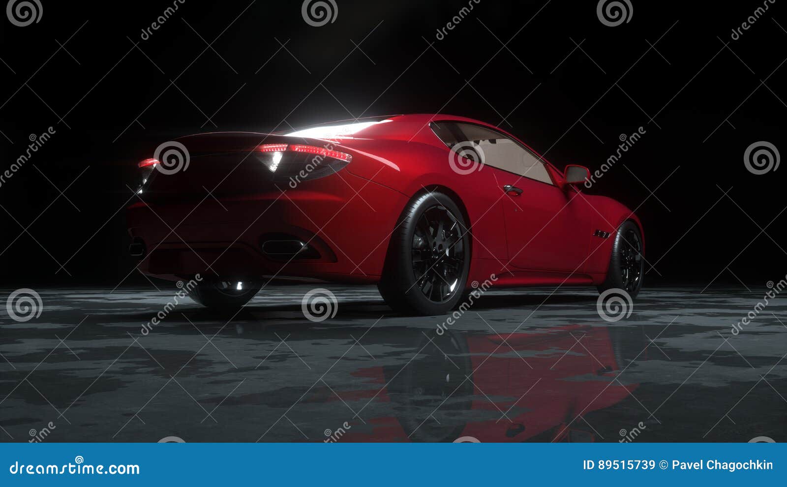 Luxury Red Sport Car . Realistic 3d Rendering. Stock Illustration ...
