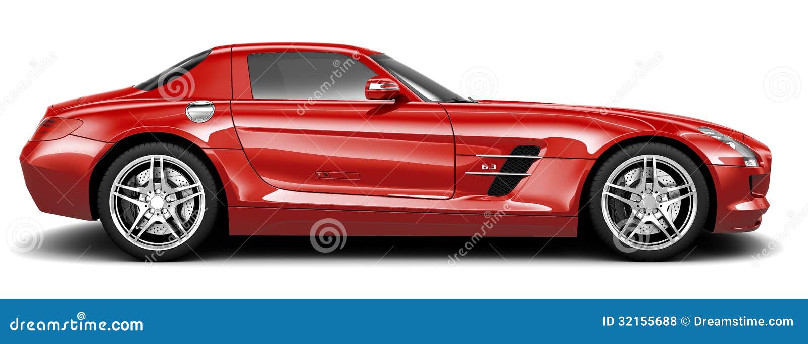 Luxury Red Sport Coupe - Side View Stock Photo - Image of road ...