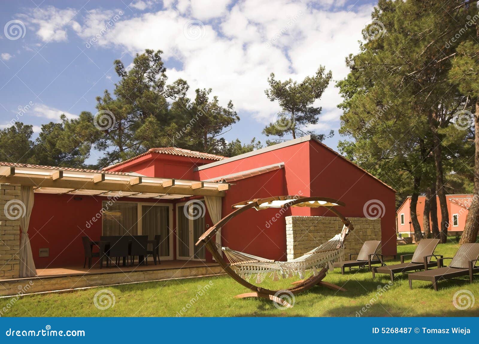 Luxury red villa stock image. Image of flat, facade, living - 5268487