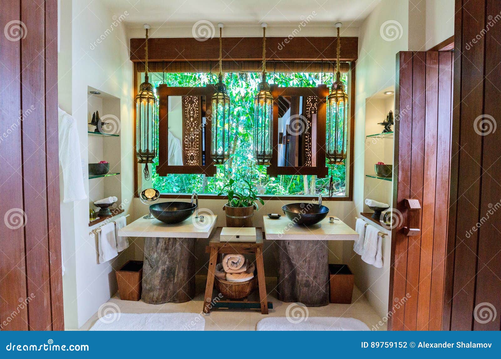 Luxury resort bathroom stock photo. Image of vacation - 89759152