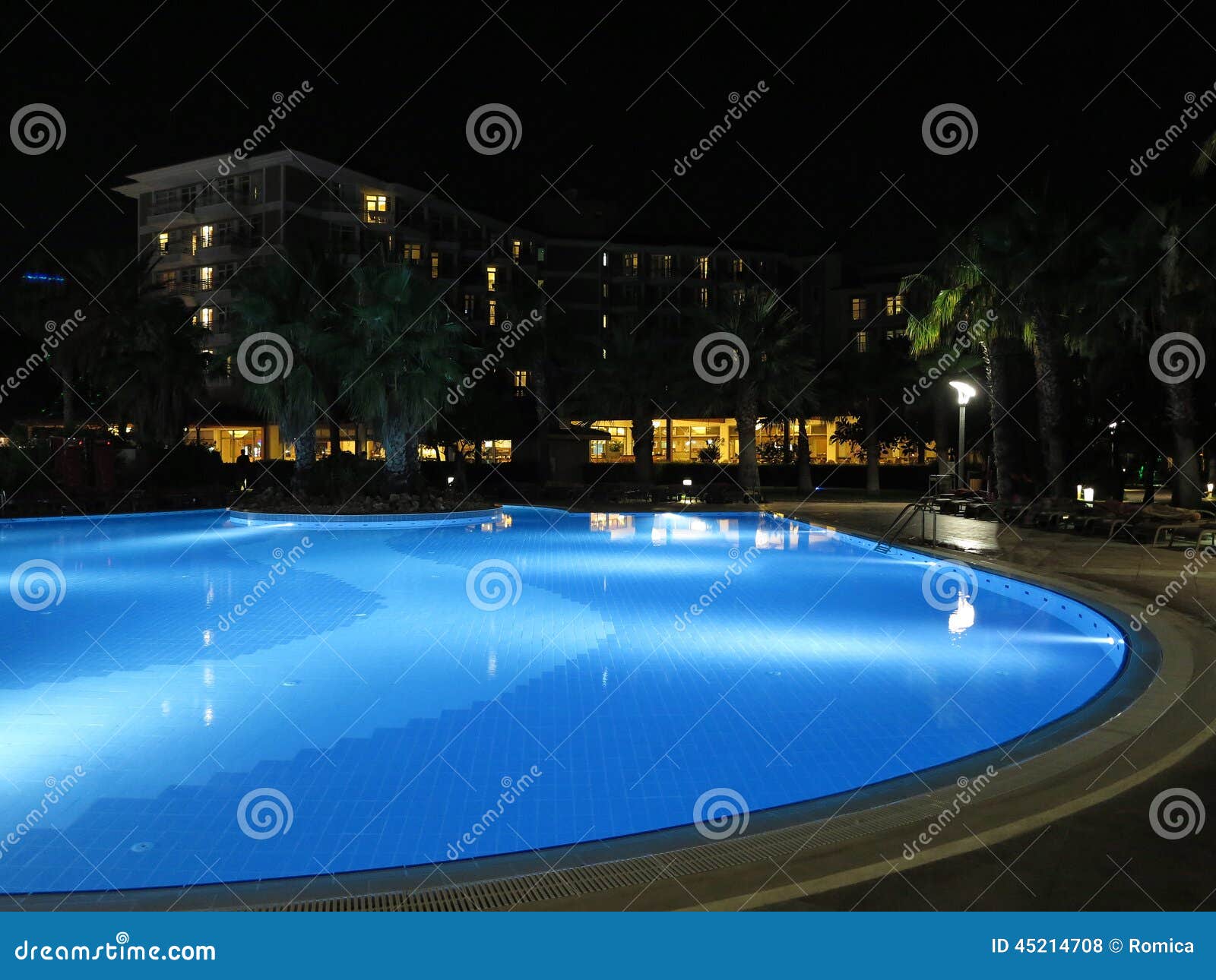 Luxury Resort with Beautiful Pool and Illumination Night View Stock ...
