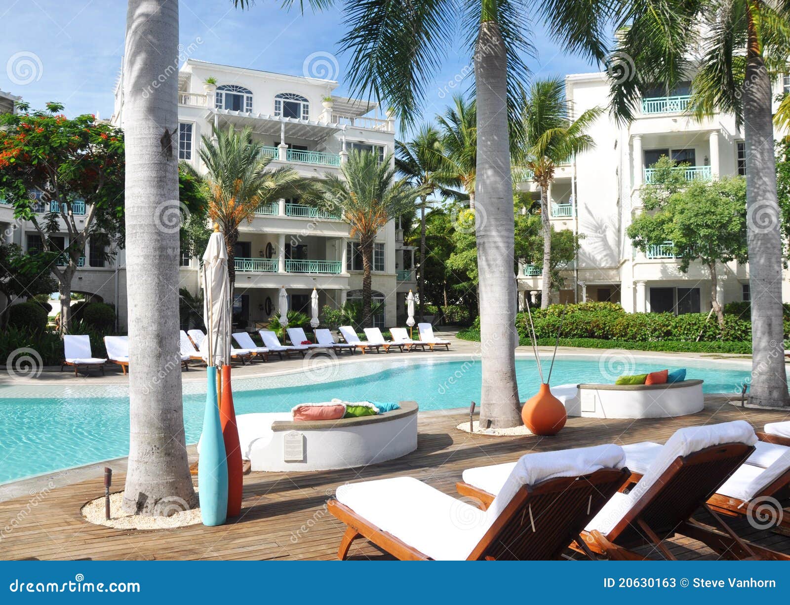 Luxury resort pool stock image. Image of palm, reclining - 20630163