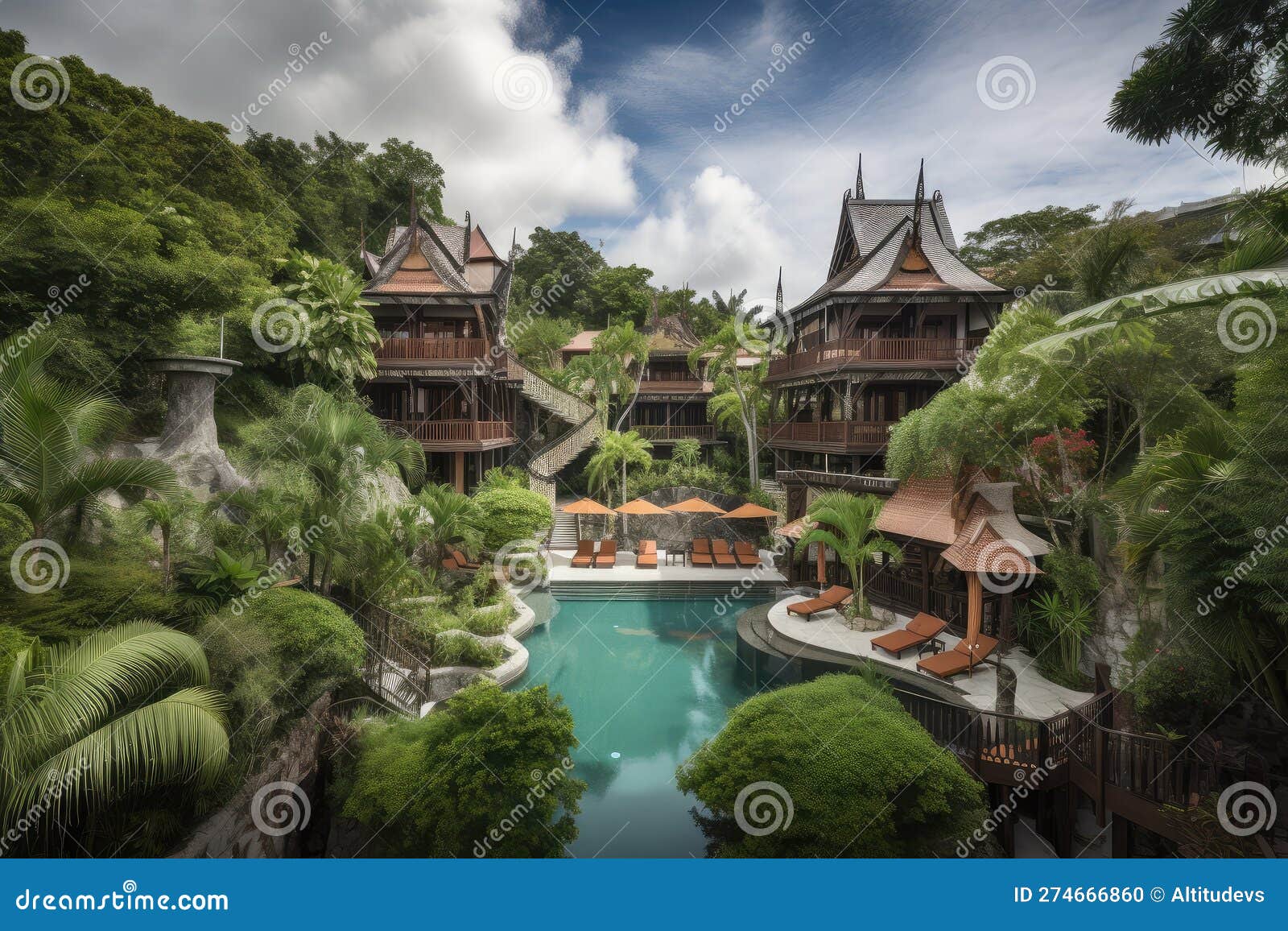 Luxury Resort, with Sprawling Deck and Pool Area, Surrounded by ...