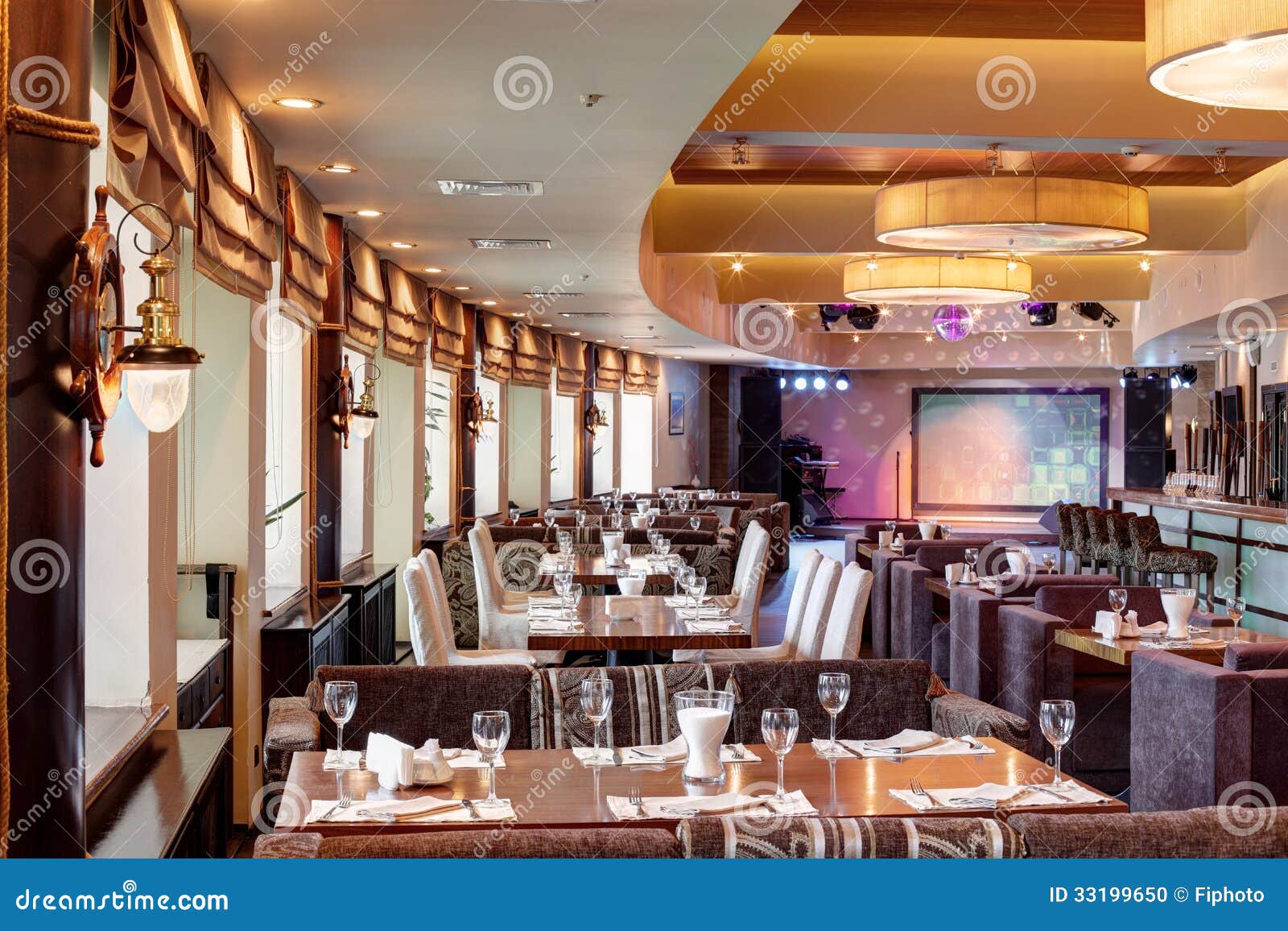 Luxury Restaurant in European Style Stock Photo - Image of cabinets ...