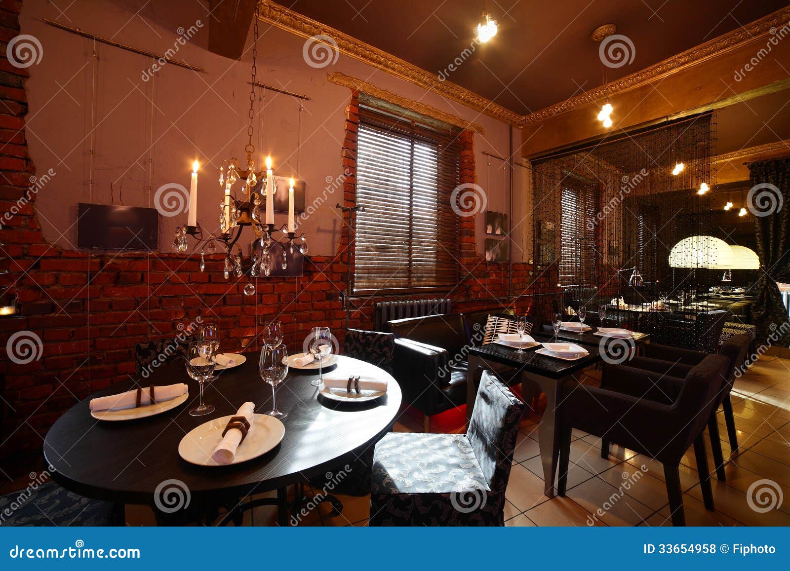 Luxury Restaurant in European Style Stock Photo - Image of decoration ...