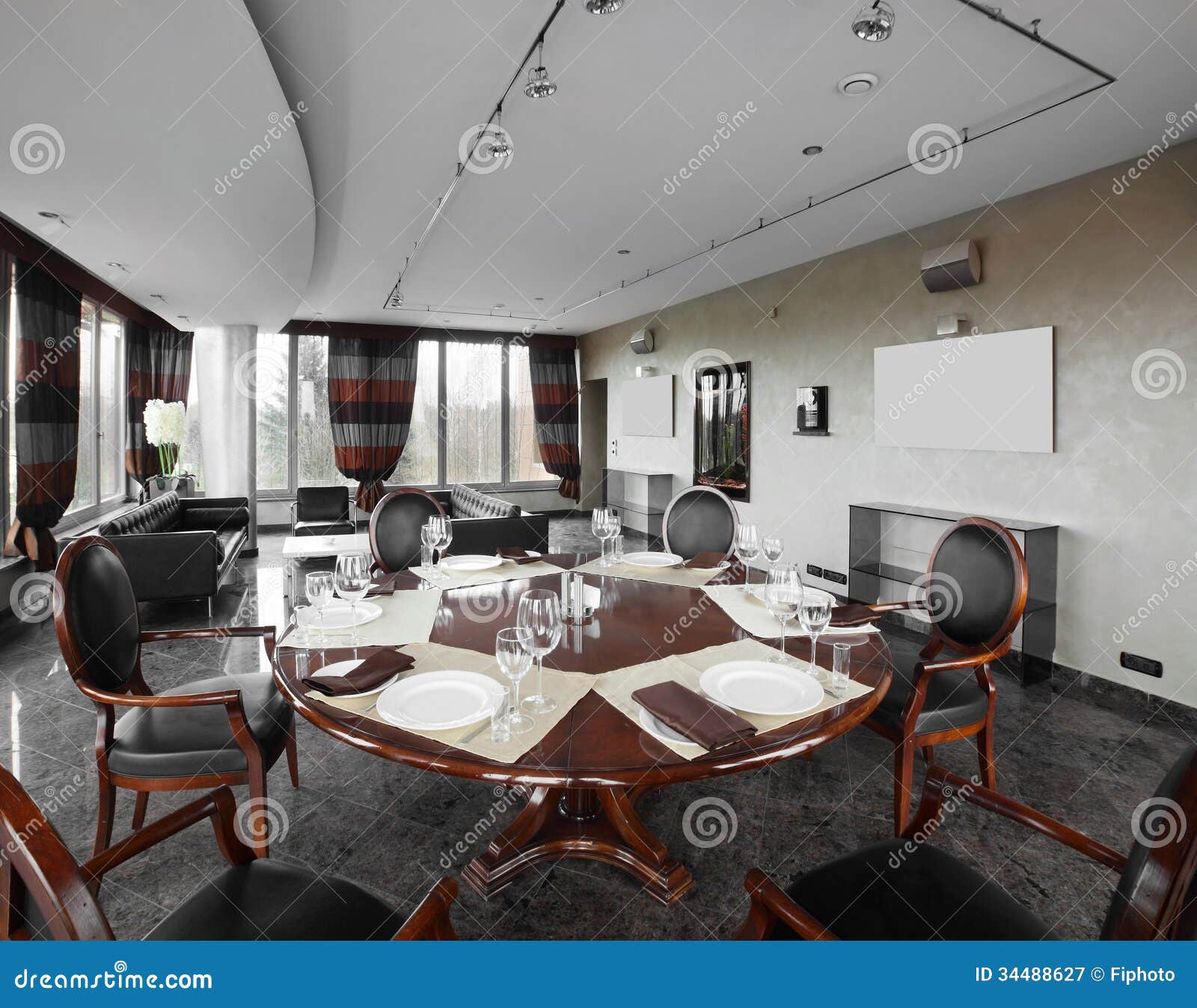 Luxury Restaurant in European Style Stock Image - Image of luxury ...