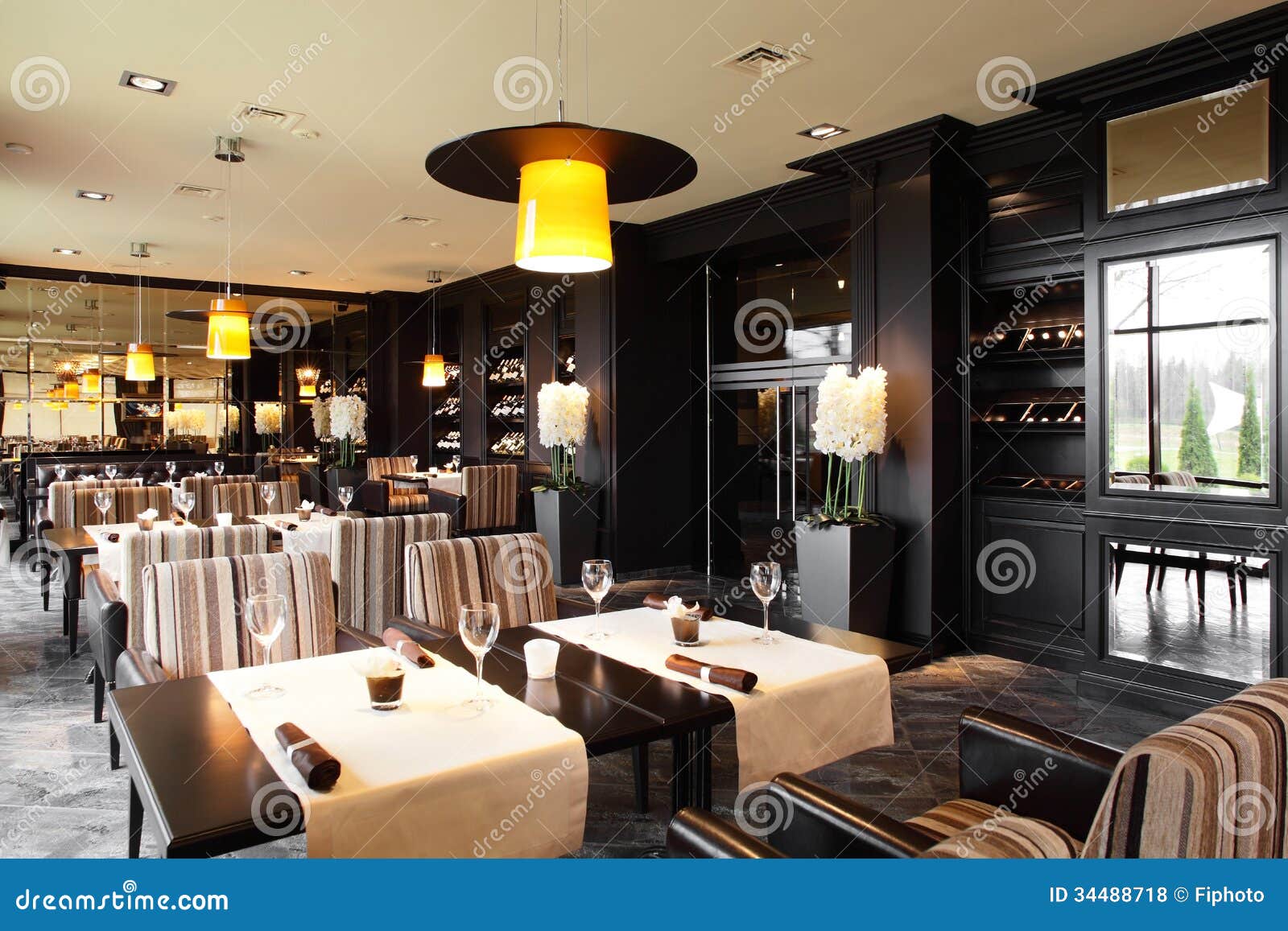 Luxury Restaurant in European Style Stock Photo - Image of cafe ...
