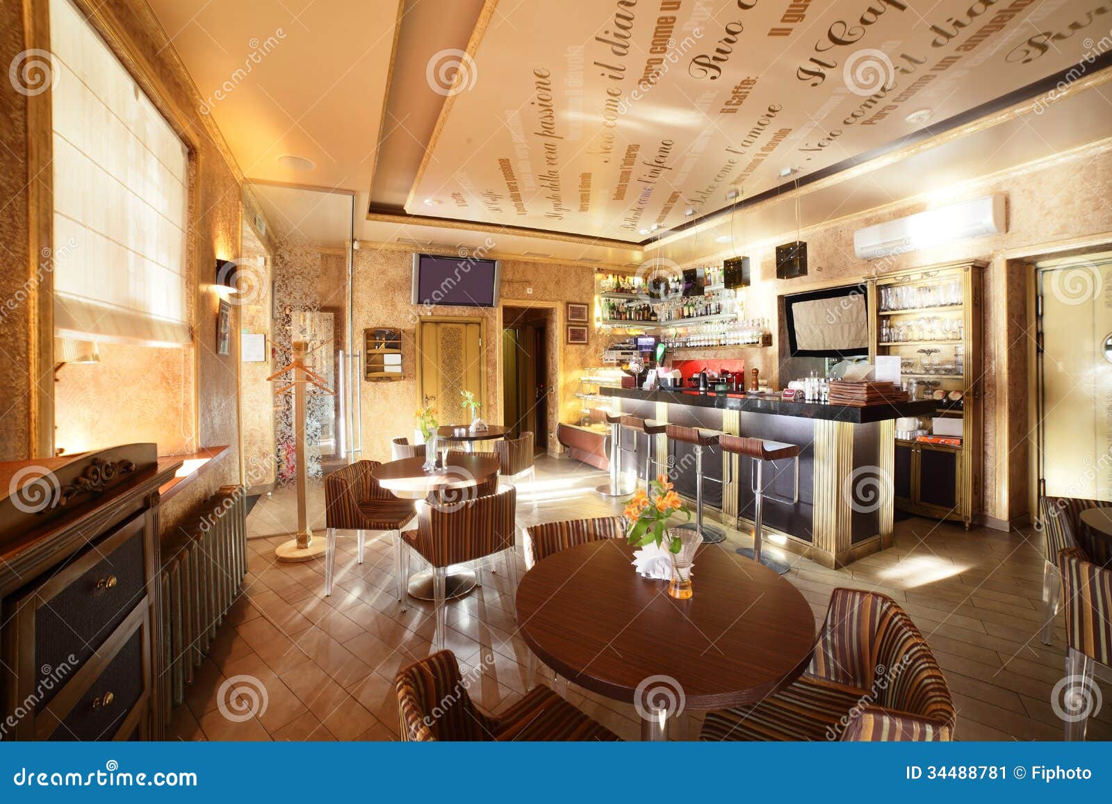 Luxury Restaurant in European Style Stock Image - Image of design ...