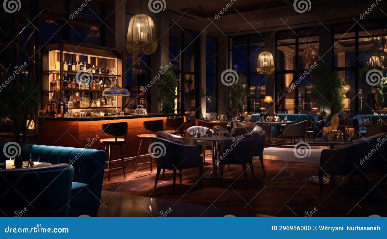 Luxury Restaurant Interior at Night Restaurant, Bar Drink Establishment ...