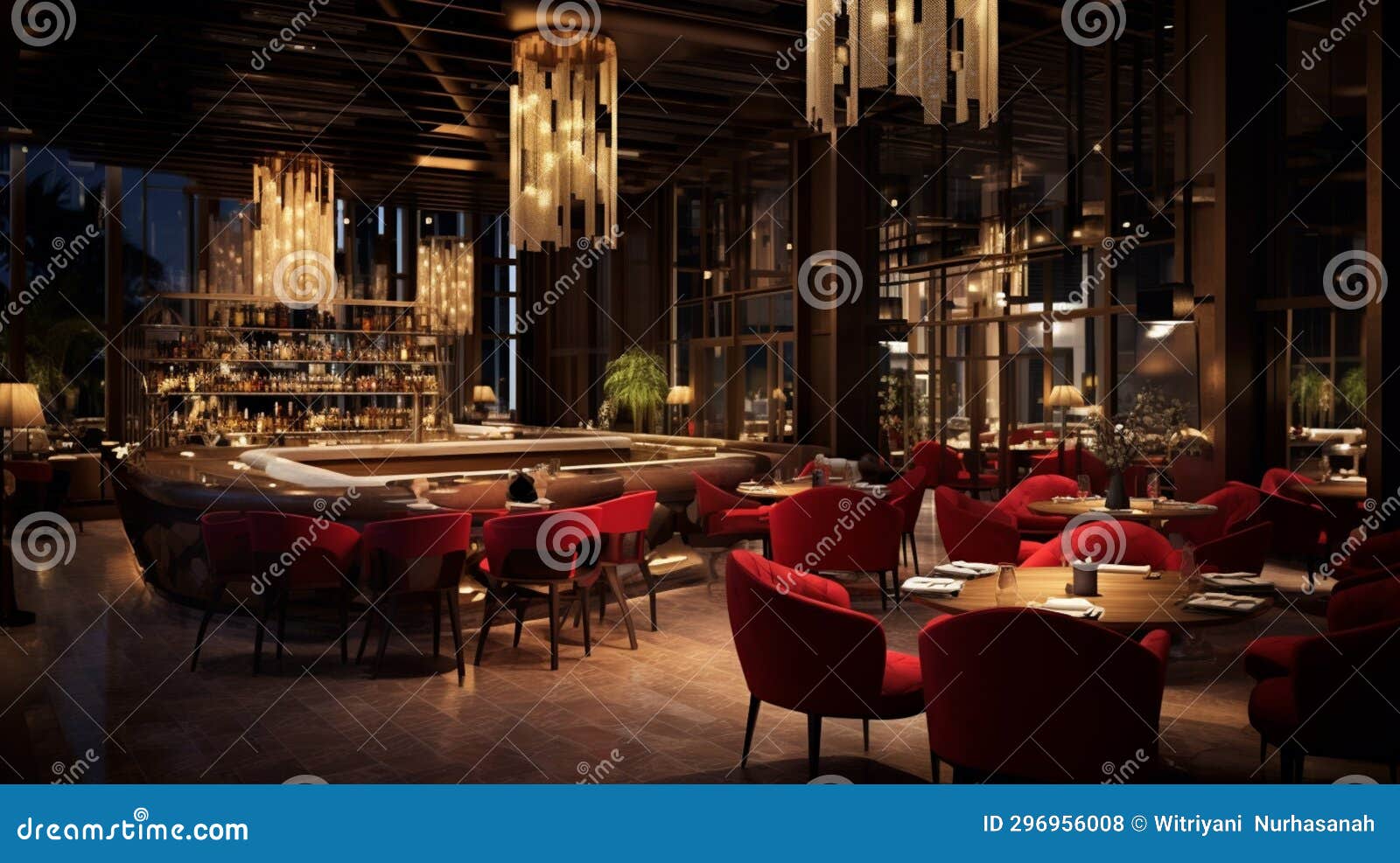 Luxury Restaurant Interior at Night Restaurant, Bar Drink Establishment ...