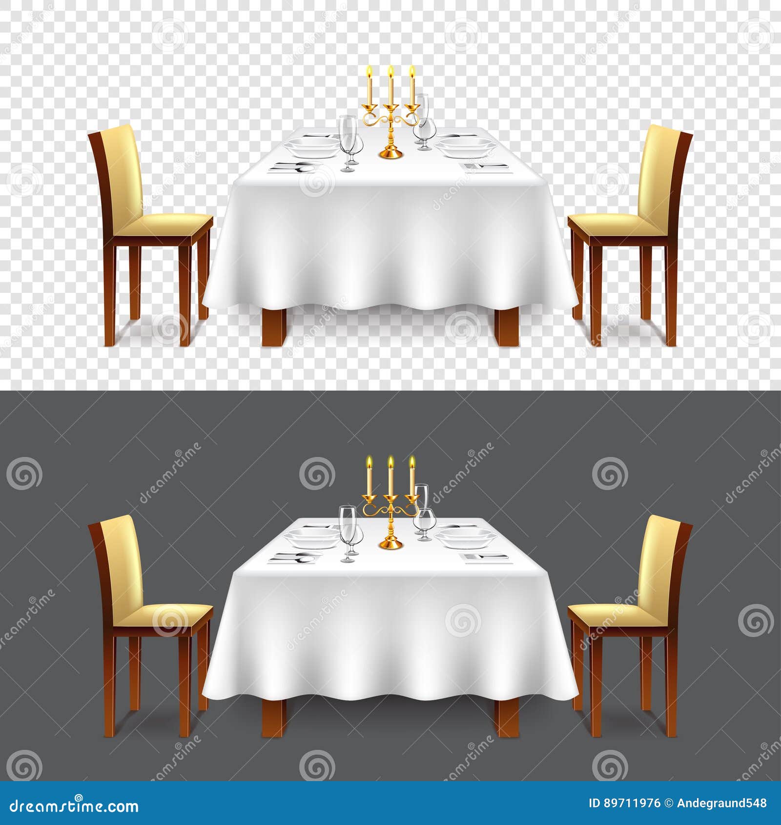 Luxury Restaurant Table for Two Vector Stock Vector - Illustration of ...
