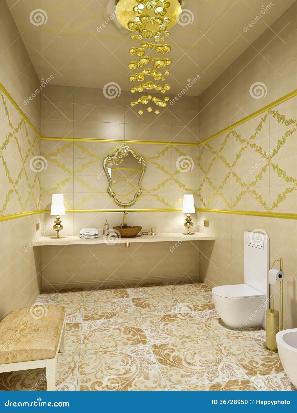 Luxury restroom interior stock illustration. Illustration of ...