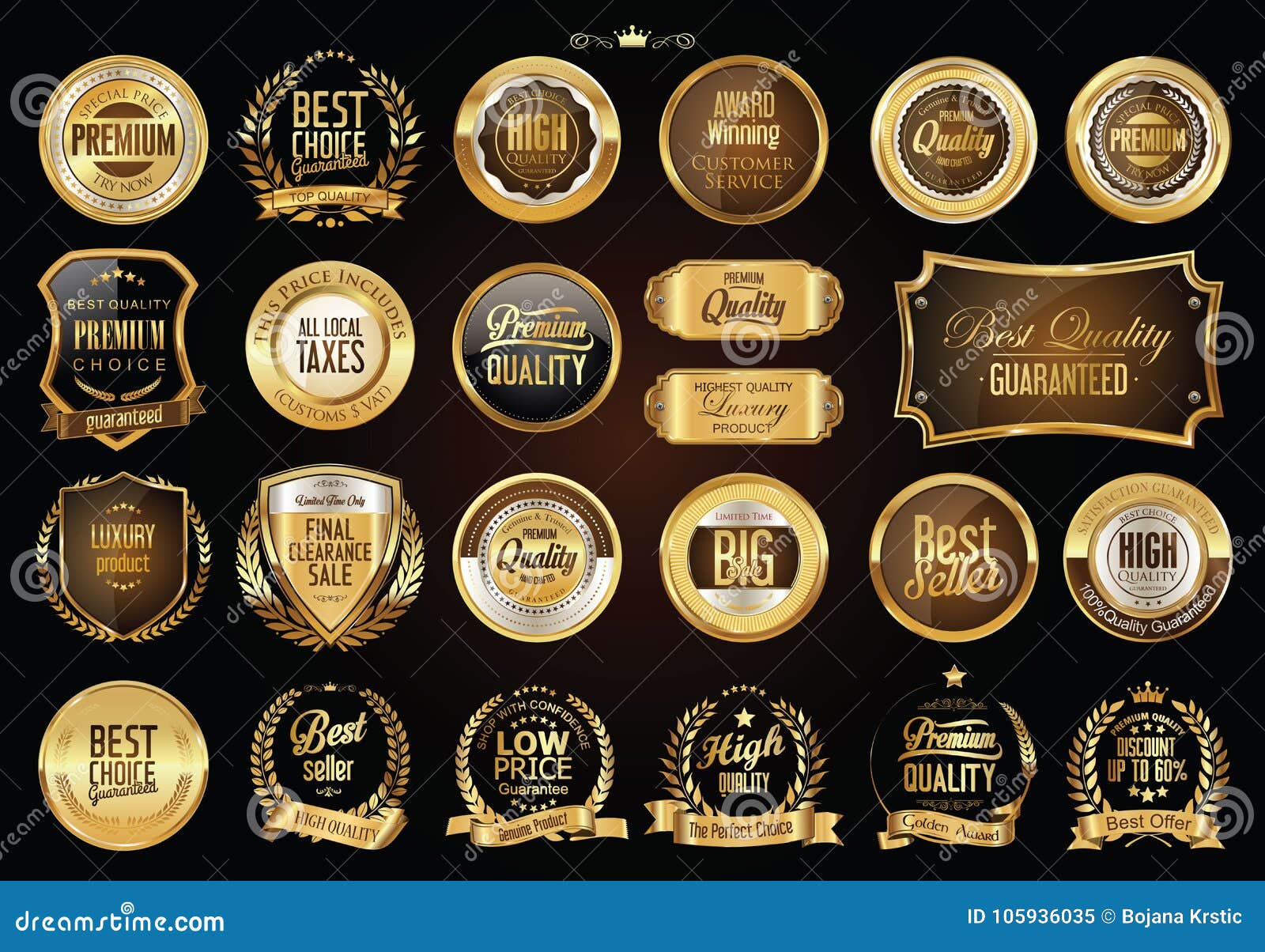 Luxury Retro Badges Gold and Silver Collection Stock Vector ...