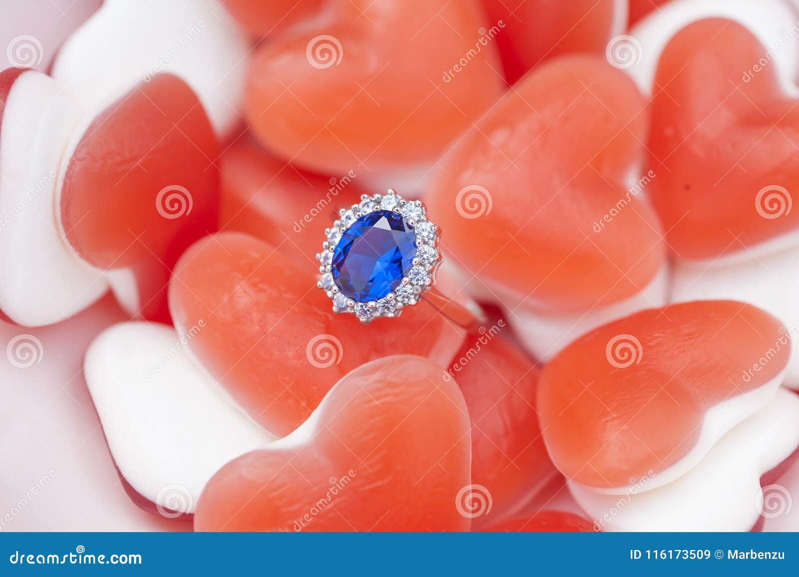 Luxury Diamond Ring with Sweet Candy Background Stock Image - Image of ...