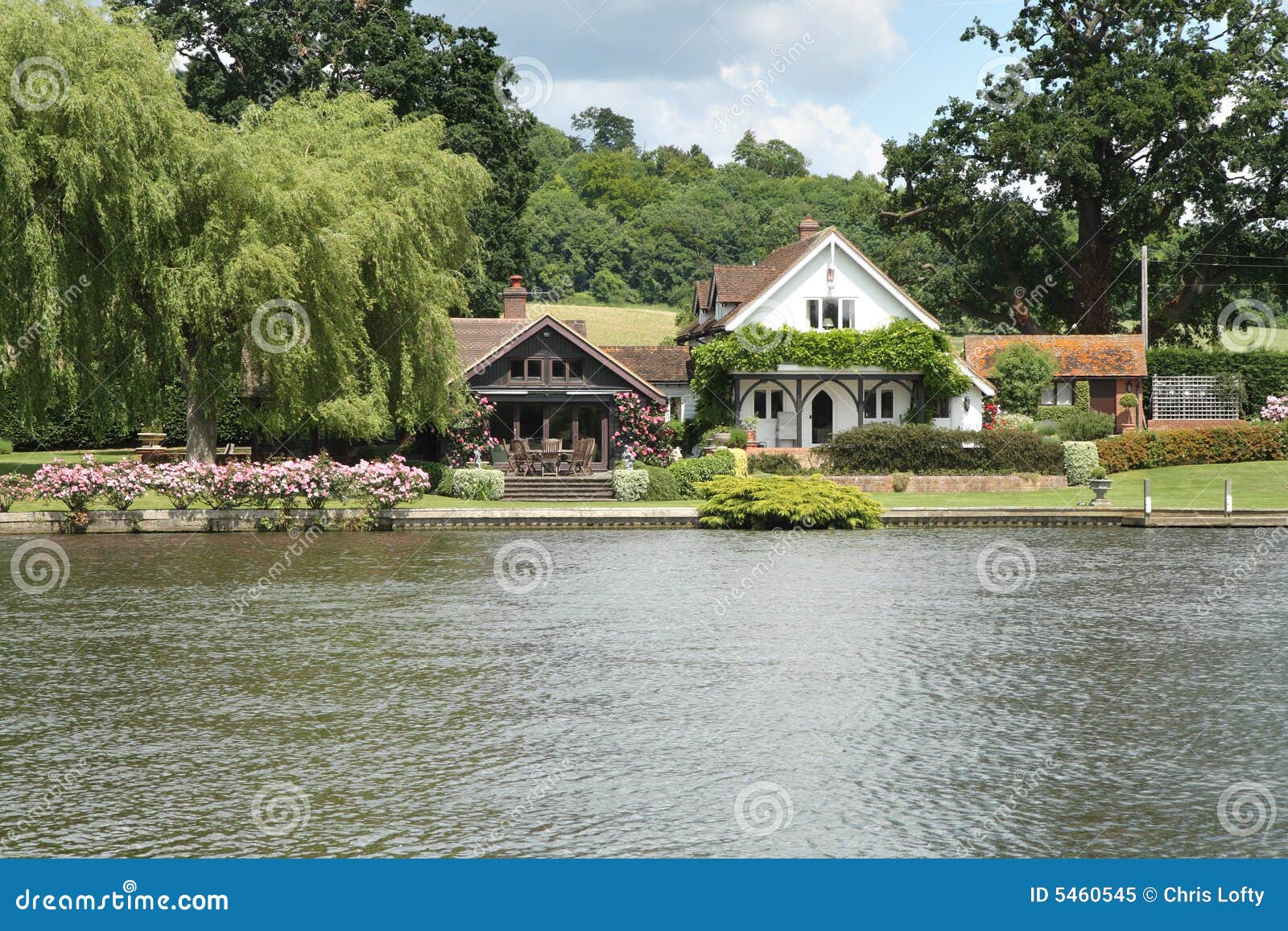 Luxury Riverside House stock image. Image of lifestyle - 5460545