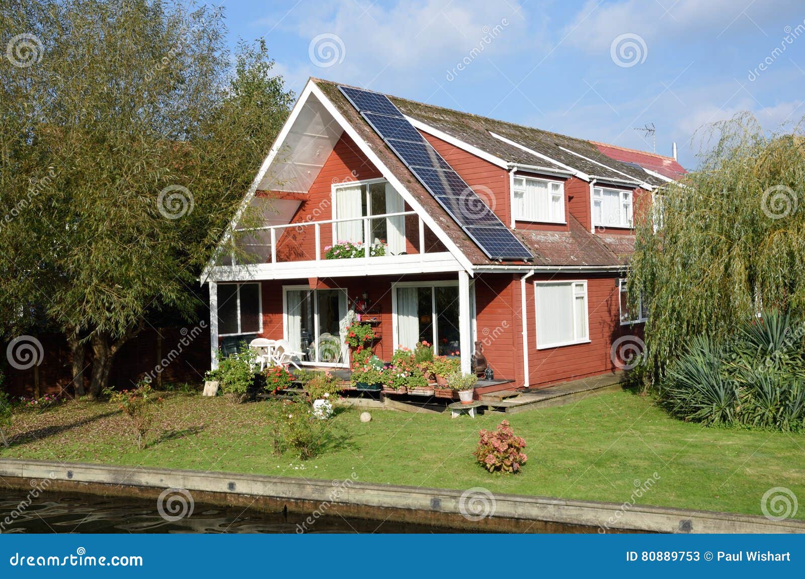 Luxury riverside house stock image. Image of rural, broads - 80889753