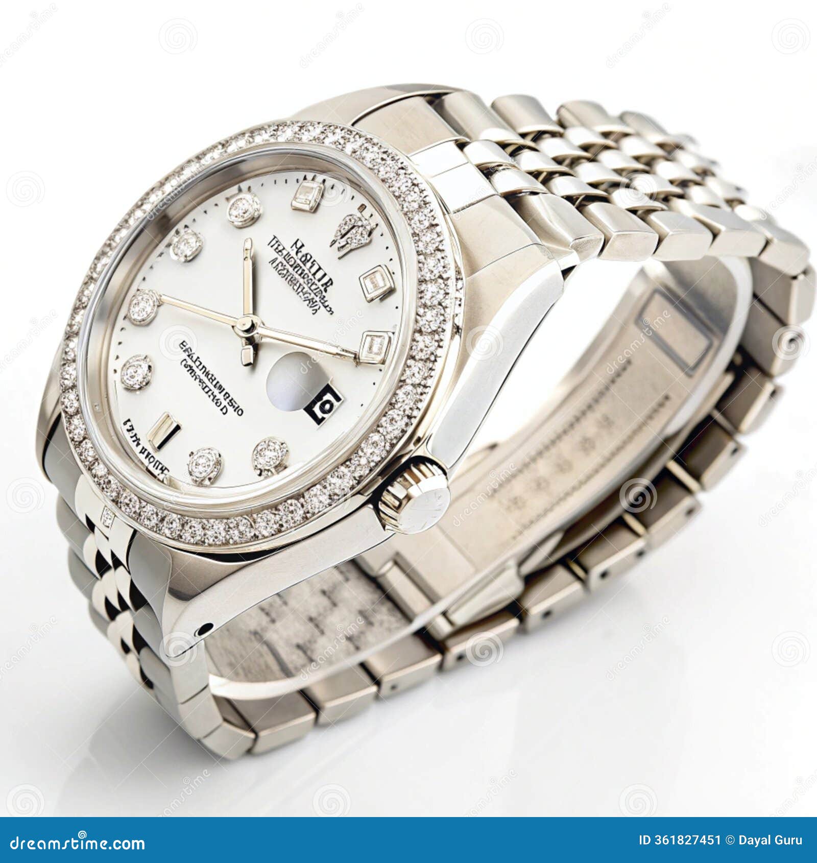 Rolex Watch With Black Dial On Shiny Surface Stock Photo ...