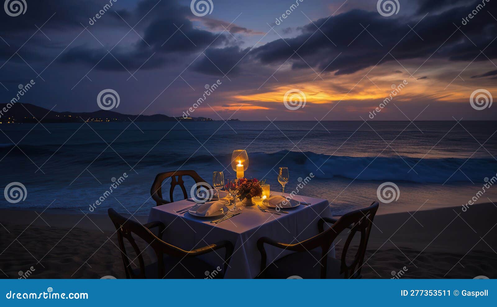 Luxury Romantic Candlelight Dinner Table Setup for Couple in Ocean View ...
