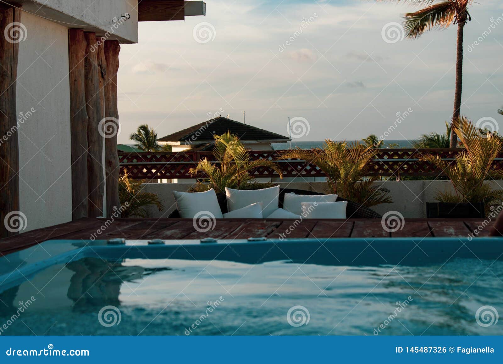 Luxury Rooftop Pool in Exclusive Location in the Caribbeans Stock Photo ...