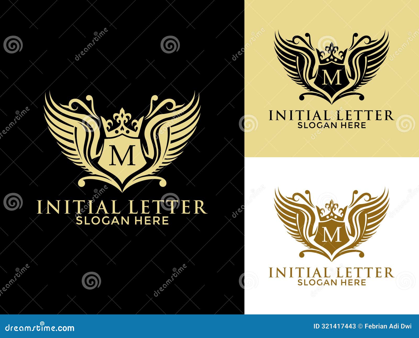 Luxury Royal Wing Letter M Logo Vector, Luxury Wing Crown Emblem ...